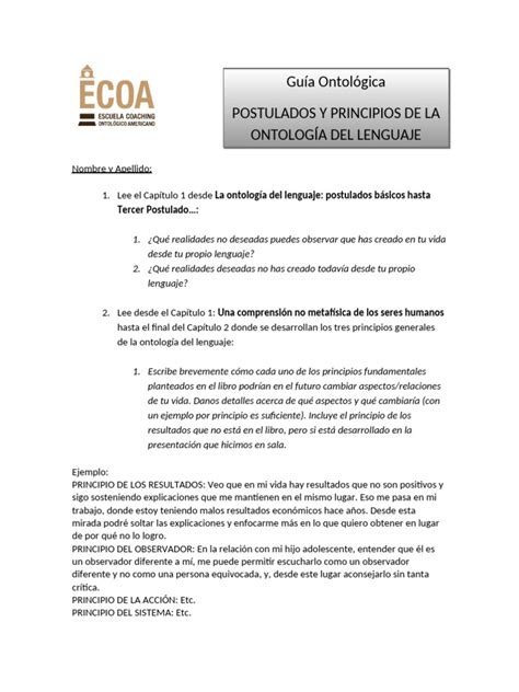 Guia Ontológica Postulados Y Principios De Ontología Del Lenguaje Pdf