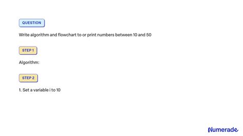 Solved Write Algorithm And Flowchart To Or Print Numbers Between 10 And 50