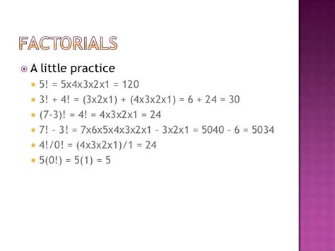 Factorials Permutations Andcombinationsusingexcel