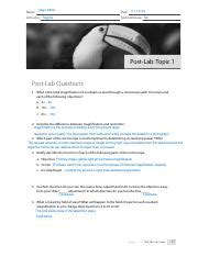 Topic 1 Post Lab Questions With Answers Pdf Name Gage Miller Instructor Regina Date 01 12