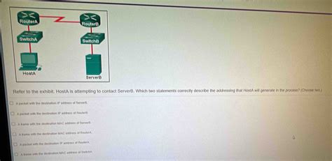 Solved Refer To The Exhibit Hosta Is Attempting To Contact Serverb Which Two Statements
