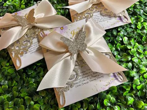 30 Invitaciones Xv Años Boda Glitter Corte Láser 3790 En Veracruz