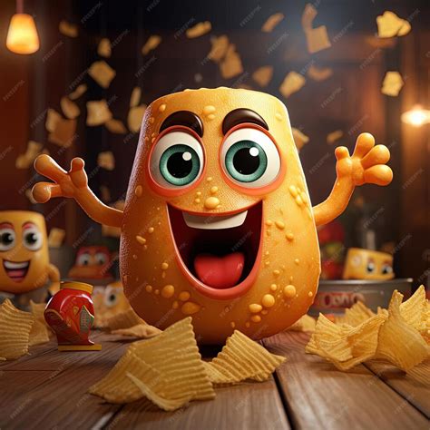 Premium Photo 3d Animated Character Of Chips With Eyes And In The