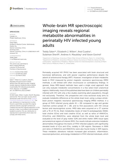 Pdf Whole Brain Mr Spectroscopic Imaging Reveals Regional Metabolite