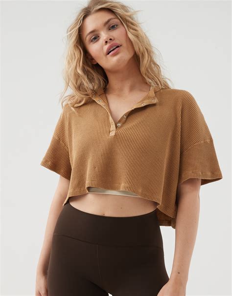 Offline By Aerie Wow Waffle Short Sleeve Henley T Shirt