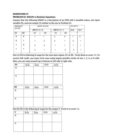 Solved HOMEWORK PROBLEM FSMs To KMAPS Below Is A Chegg Com