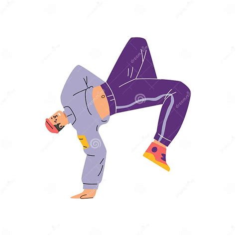 Break Dancer Handstands Vector Breakdancer In Action Teenager Street