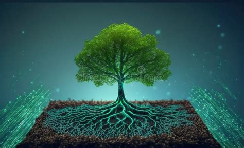 A Large Tree Growing On The Micro Chip Computer Circuit Board Stock Illustration Illustration