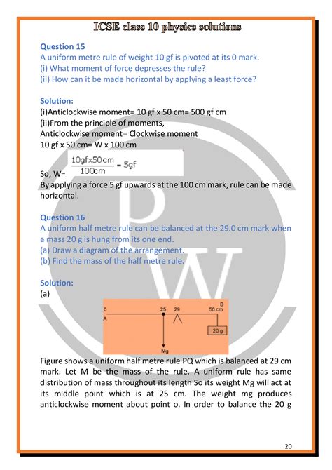 Solutions Of Chapter 1 Force For ICSE Class 10 Physics PW