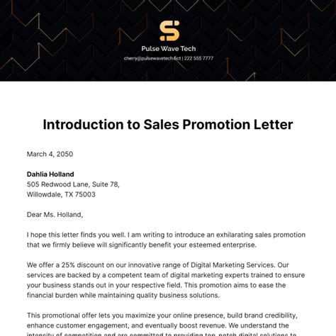 Free Introduction To Sales Promotion Letter Template To Edit Online