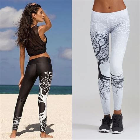 High Waist Sports Leggings Fitness Yoga Pants Digital Printing Big Tree