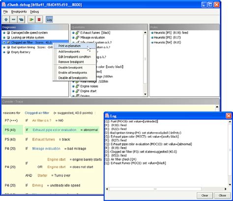 The Visual Debugger Of D3webknowme The Top Panels Display The Defined