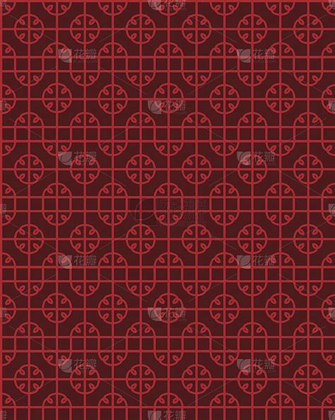 无缝的老式中式窗饰正方形几何图案背景。