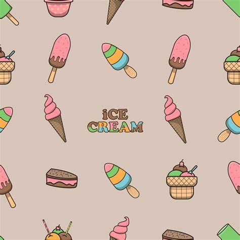 Premium Vector Ice Cream Beauty Seamless Pattern