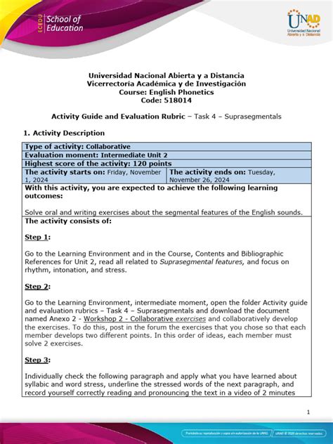 Activities Guide And Evaluation Rubric Unit 2 Task 4 Suprasegmentals 1 Pdf Turnitin