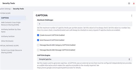 Liferay CAPTCHA Configuration