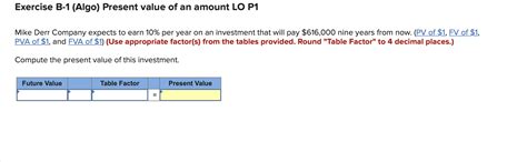 solved exercise b t algo present value of an amount lo p1