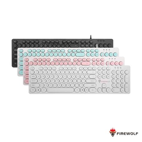 Firewolf Retro Punk Wired Keyboard Mute Button Girl Cute Style Fw K60
