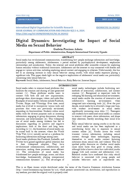 Digital Dynamics Investigating The Impact Of Social Media On Sexual