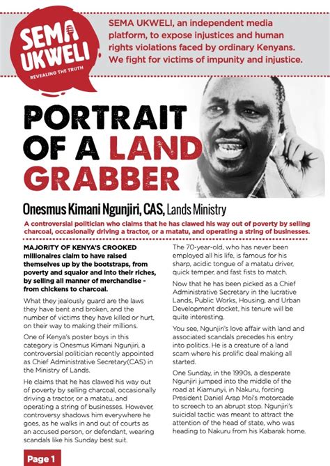 Sema Ukweli On Twitter Portrait Of A Land Grabber Onesmus Kimani