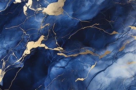 황금 스프레이와 함께 추상적인 파란 대리석 텍스처 황금과 파란 대리의 텍스처 배경 럭셔리 대리석 배경 파란 다리 텍스처 Ai 생성 프리미엄 Ai 생성 이미지