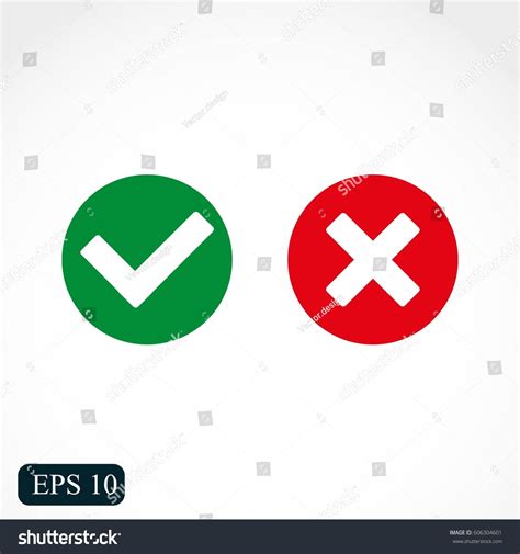 Vektor Stok Check Mark Cross Icons Tanpa Royalti 606304601 Shutterstock