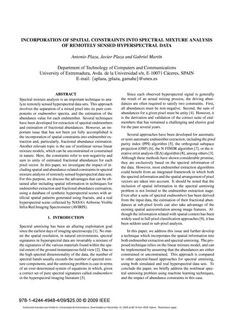 Pdf Incorporation Of Spatial Constraints Into Spectral Mixture