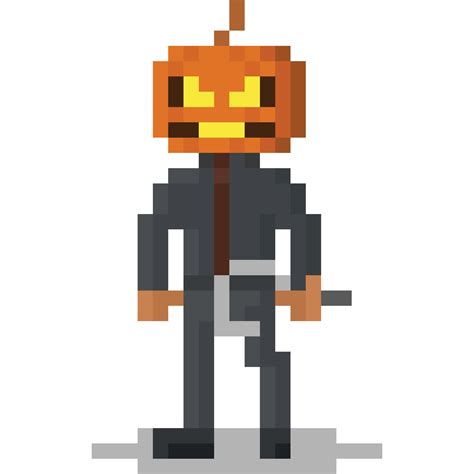 Pixel Art Pumpkin Head Character 27191056 Png
