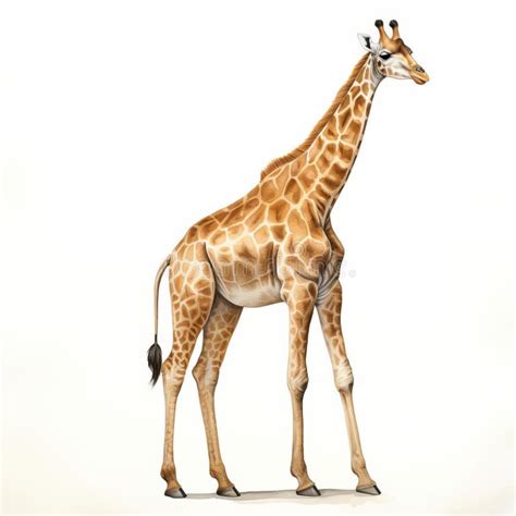 Realistic Life Drawing Of Full Body Giraffe Isolated Stock Illustration