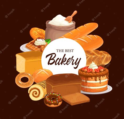 Pastel De Baguette De Pan Panadería Y Pastelería Vector Premium