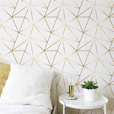 Papel De Parede Adesivo Zara Gold Branco Leliz Papers