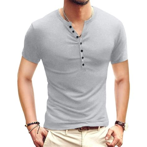 Haomeili Mens Casual Slim Fit Basic Longshort Sleeve Henley T Shirts