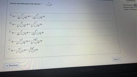 Solved Question Find The Total Differential Of The Chegg