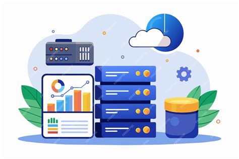 Premium Vector A Stack Of Data With A Cloud Hovering Above It