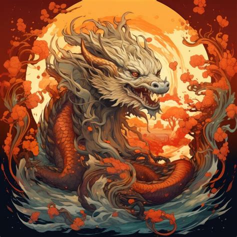 Premium Ai Image A Majestic Dragon Perched Atop A Crashing Wave