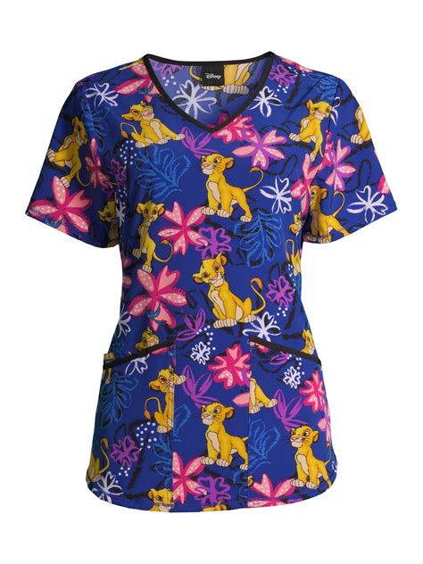 Scrubstar Womens Disney Lion King V Neck Print Scrub Top