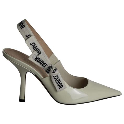 Dior Jadior Slingback Pumps In White Patent Leather Ref1085063 Joli