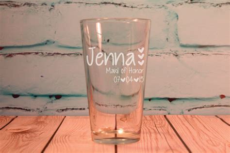 5 Custom Engraved Pint Glasses For Bridesmaids Etsy