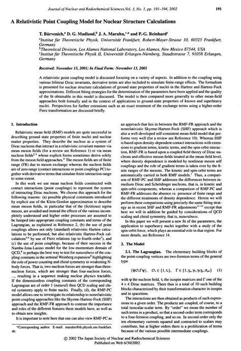 pdf a relativistic point coupling model for nuclear structure