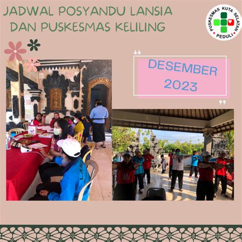JADWAL POSYANDU LANSIA DAN PUSKESMAS KELILING DESEMBER 2023