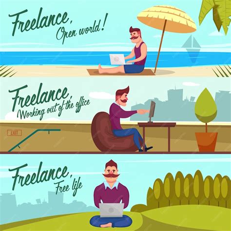 Conjunto De Banners De Freelancer Hipster Vector Gratis