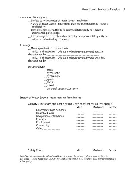 Motor Speech Evaluation Template Download Printable Pdf Templateroller