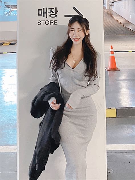 퍼스트썸 ️당일출고 무료배송 ️마실룩골지 슬림 트레이닝 후드 롱 원피스 그레이 블랙 베이지 핑크