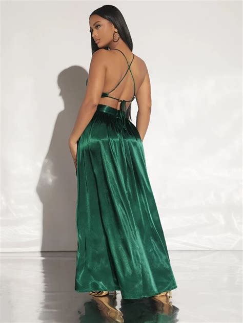 Sexy Crisscross Tie Backless Split Thigh Dress Tint21