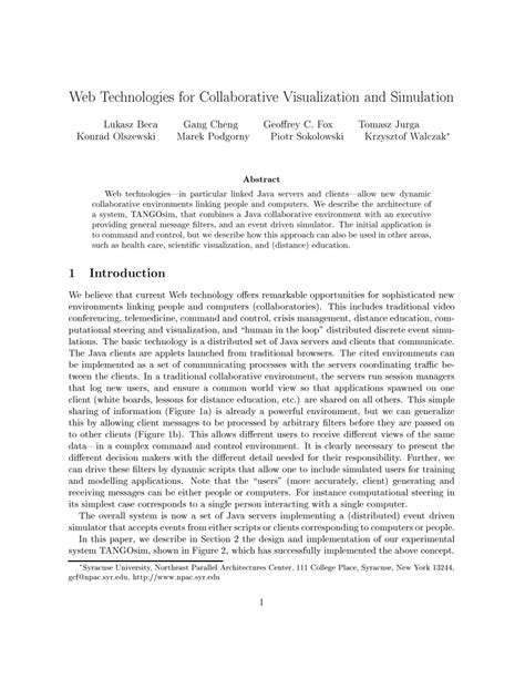 Pdf Web Technologies For Collaborative Visualization And Simulation