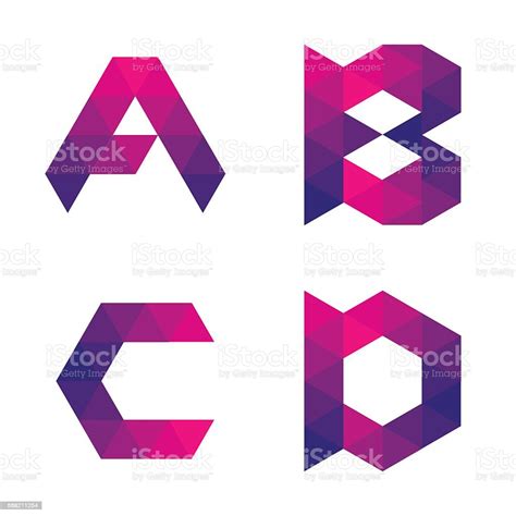 일련의 기하학적 문자 A B C D 삼각형에 대한 스톡 벡터 아트 및 기타 이미지 삼각형 알파벳 C 기하 도형 Istock
