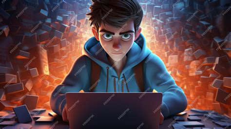 Cyberbullying Hacker June 21 Cartoon 3d Generative Ai Premium Ai