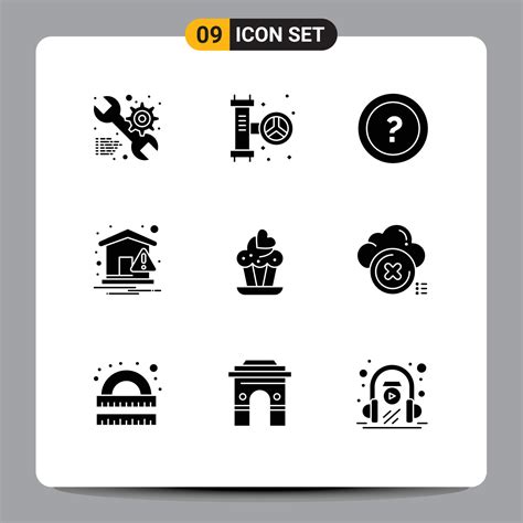 Set Of 9 Modern Ui Icons Symbols Signs For Cupcake Notification About Notice Support Editable
