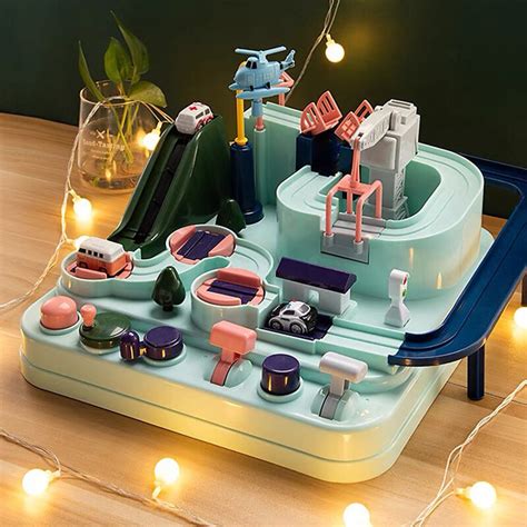 몬테소리 교육용 레일 자동차 기차 트랙 장난감 레이싱 인터렉티브 모델 모험 두뇌 게임 2 ~ 4 세 남아용 자동차