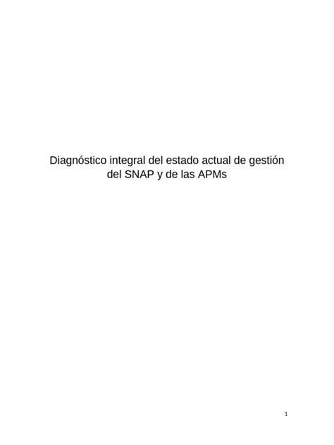 Diagnóstico Integral Del Estado Actual De Gestión Del Snap Y De Las
